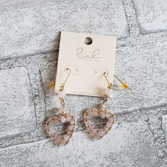 riah fashion | Jewelry | Riah Fashion Beaded Heart Earrings | Poshmark